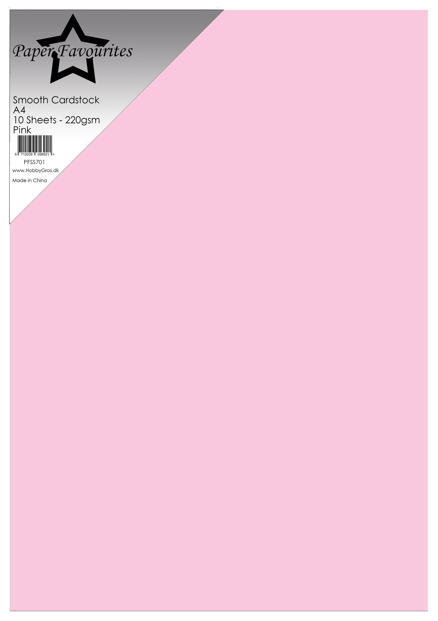 Pink A4 Smooth Cardstock 220gsm (10pcs) (PFSS701) - Craftlines B.V.