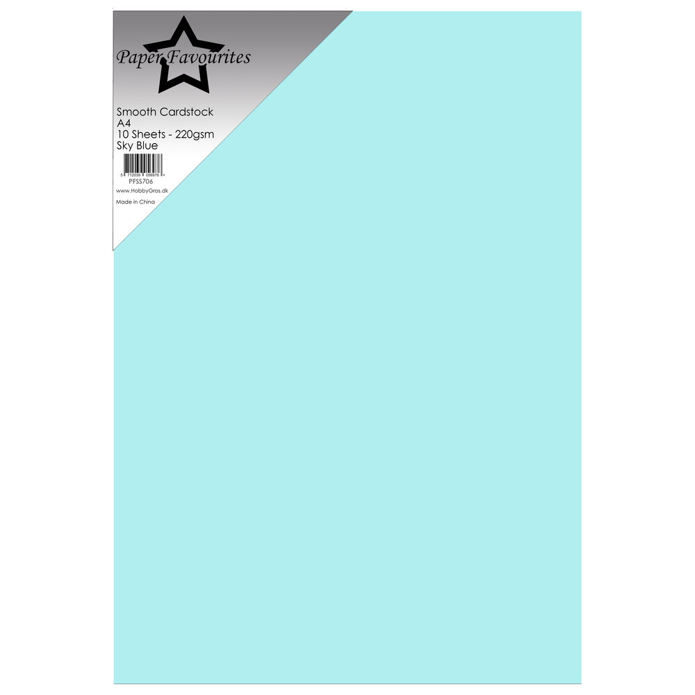 Sky Blue A4 Smooth Cardstock 220gsm (10pcs) (PFSS706) - Craftlines B.V.