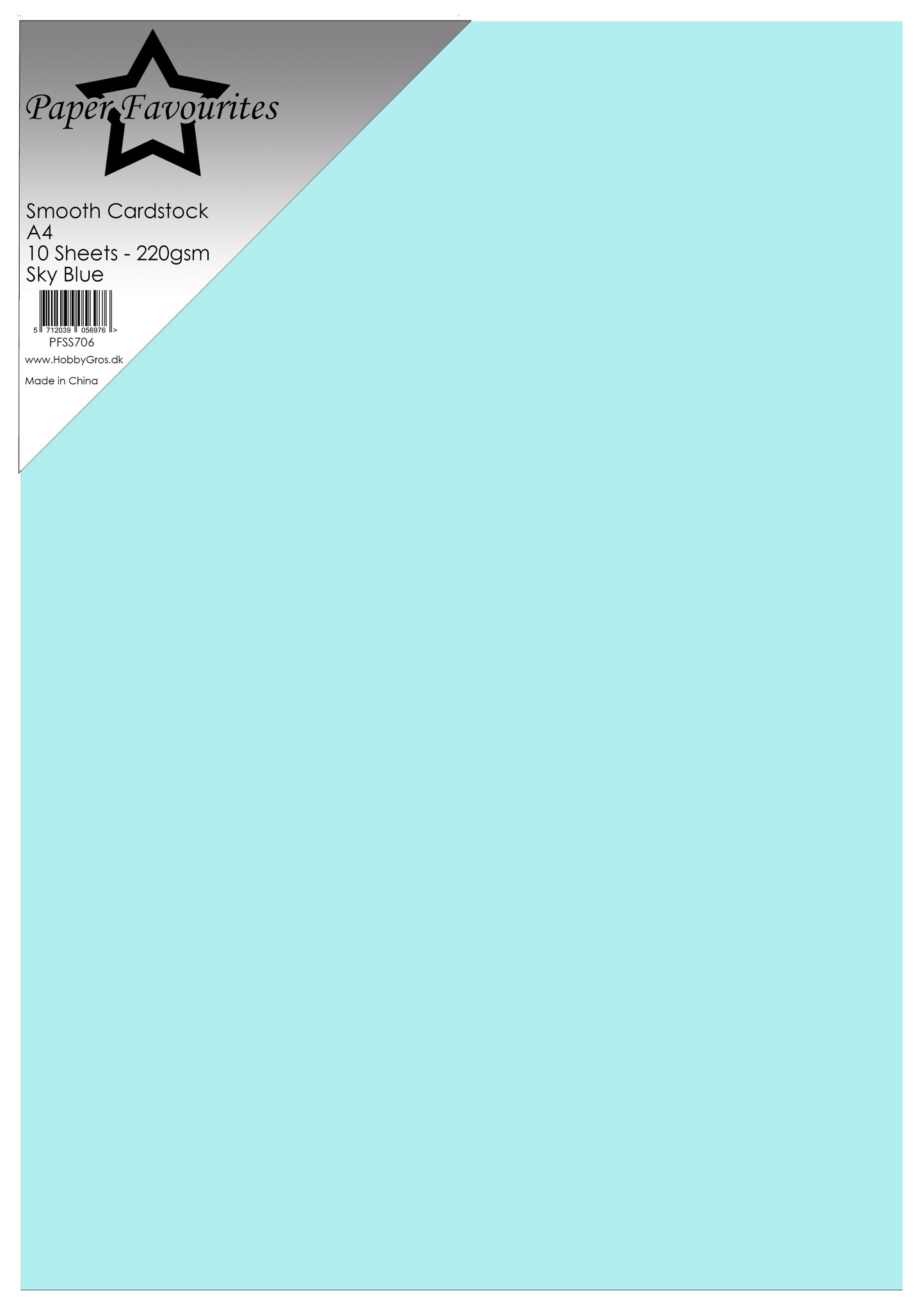 Sky Blue A4 Smooth Cardstock 220gsm (10pcs) (PFSS706) - Craftlines B.V.