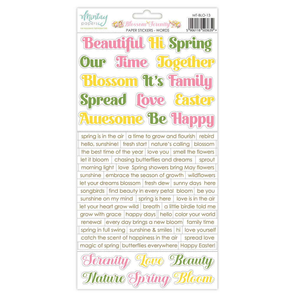 Blossom Serenity 6x12 Inch Paper Stickers Words (MT-BLO-13 ...