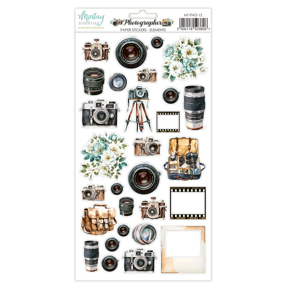 Photographer 6x12 Inch Paper Stickers Elements (MT-PHO-12) - Craftlines ...