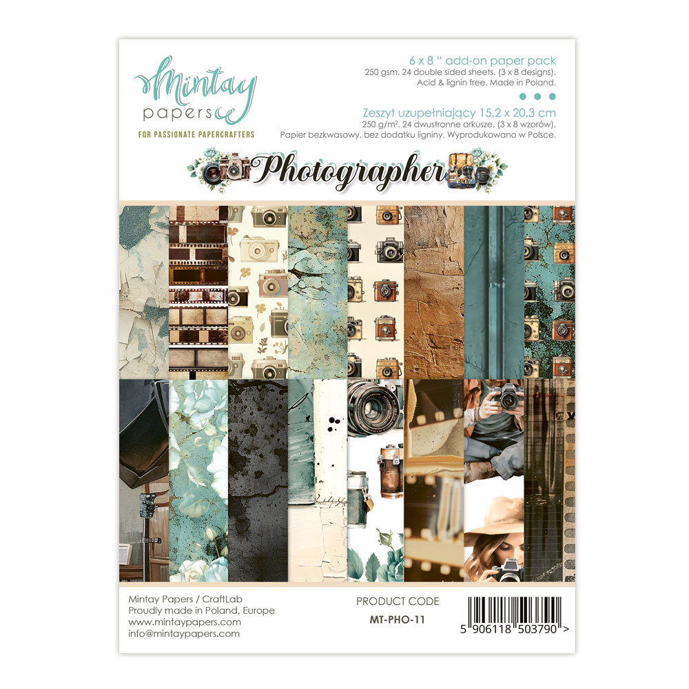 Photographer 6x8 Inch Add-On Paper Pack (MT-PHO-11) - Craftlines B.V.