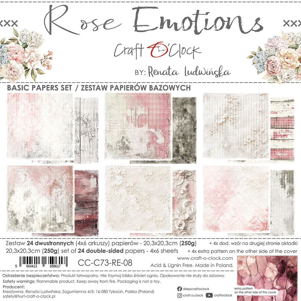 Rose Emotions 8x8 Inch Basic Papers Set (CC-C73-RE-08) - Craftlines B.V.