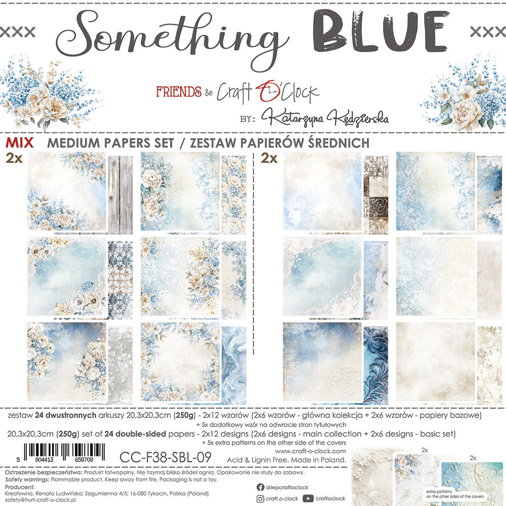 Something Blue 8x8 Inch Medium Papers Set (CC-F38-SBL-09) - Craftlines B.V.