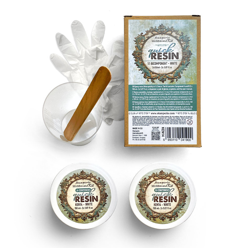 Quick Resin 1:1 Bicomponent White (2x150ml) (KEN14) - Craftlines B.V.