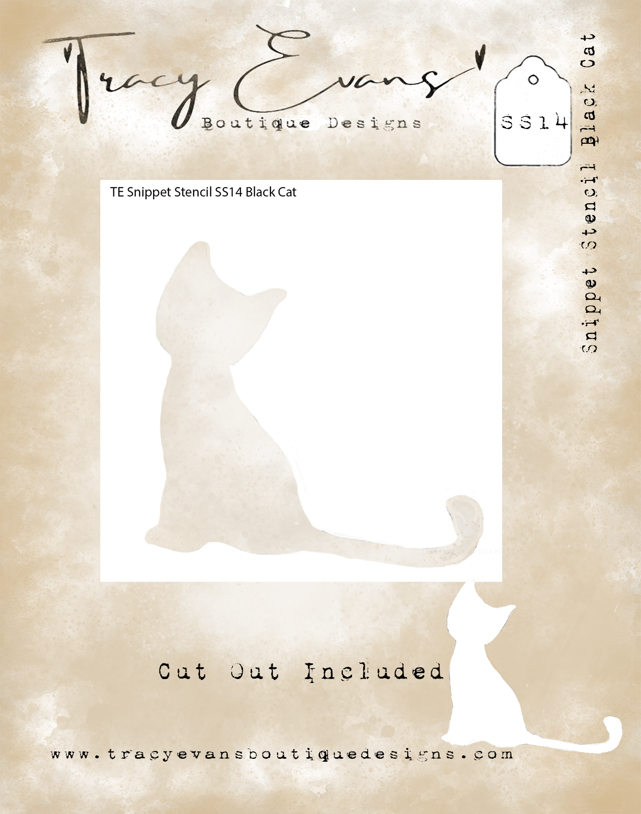 Black Cat 4x4 Inch Snippet Stencil (SS014) - Craftlines B.V.