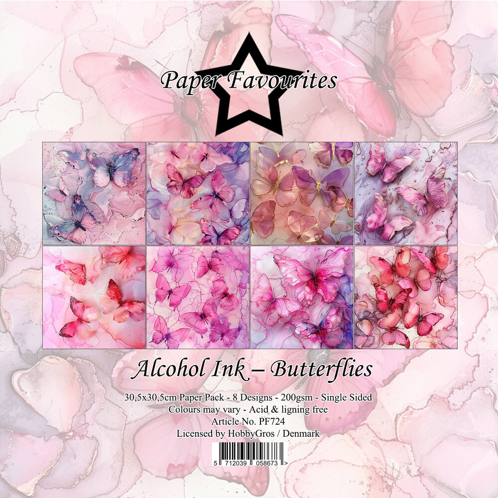 Alcohol Ink Butterflies 12x12 Inch Paper Pad (PF724) - Craftlines B.V.