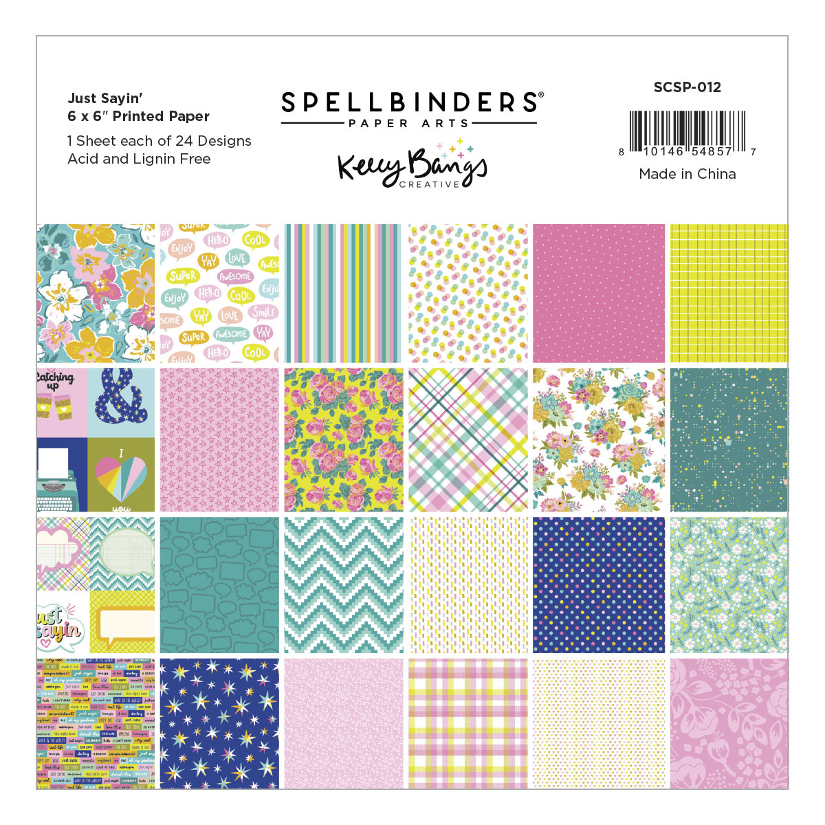 Just Sayin' 6x6 Inch Printed Paper Pack (SCSP-012) - Craftlines B.V.