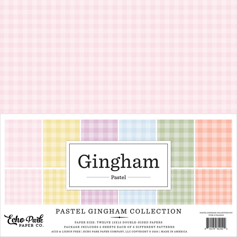 Pastel Gingham 12x12 Inch Collection Kit (PG416016) - Craftlines B.V.