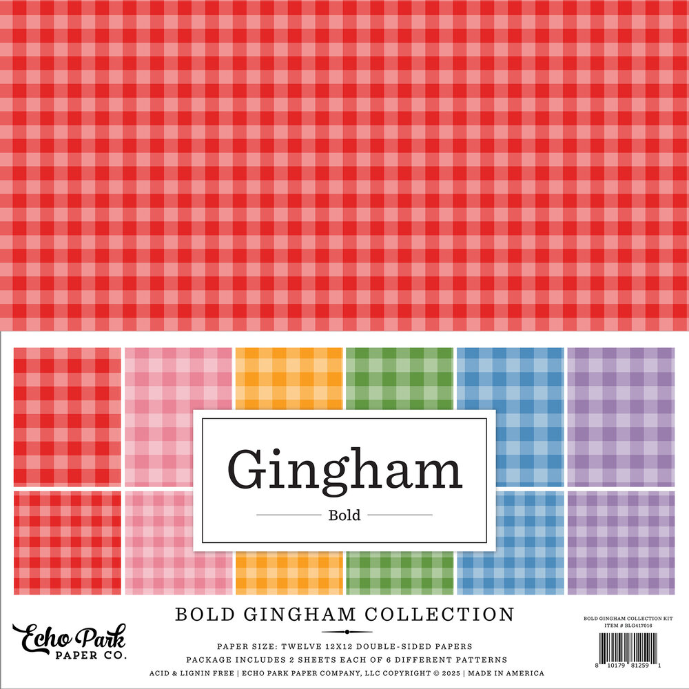 Bold Gingham 12x12 Inch Collection Kit (BLG417016) - Craftlines B.V.