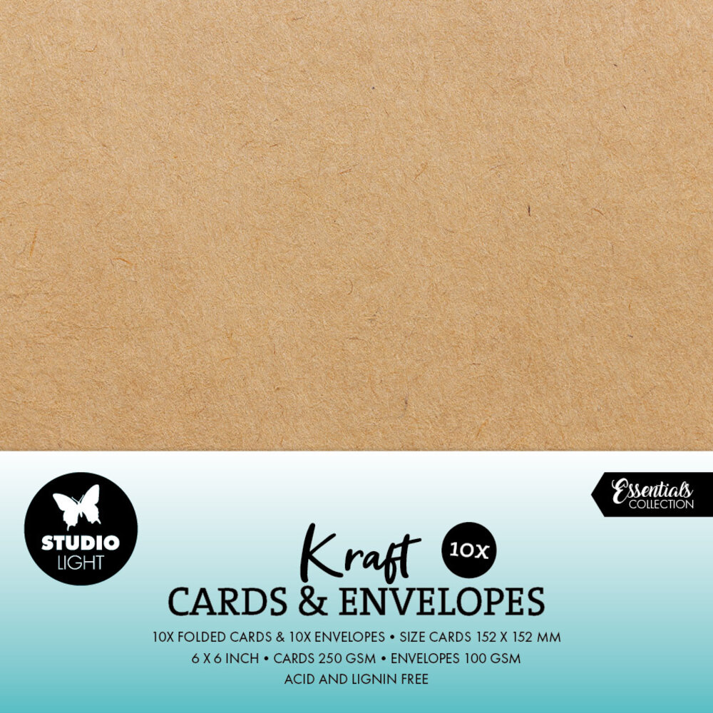 Studio Light Cards & Envelopes 6x6 Inch Kraft (10/10pcs) (SL-CO-CE12 ...