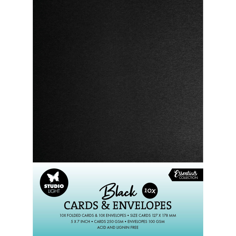 Cards & Envelopes 5x7 Inch Black (10/10pcs) (SL-CO-CE07) - Craftlines B.V.