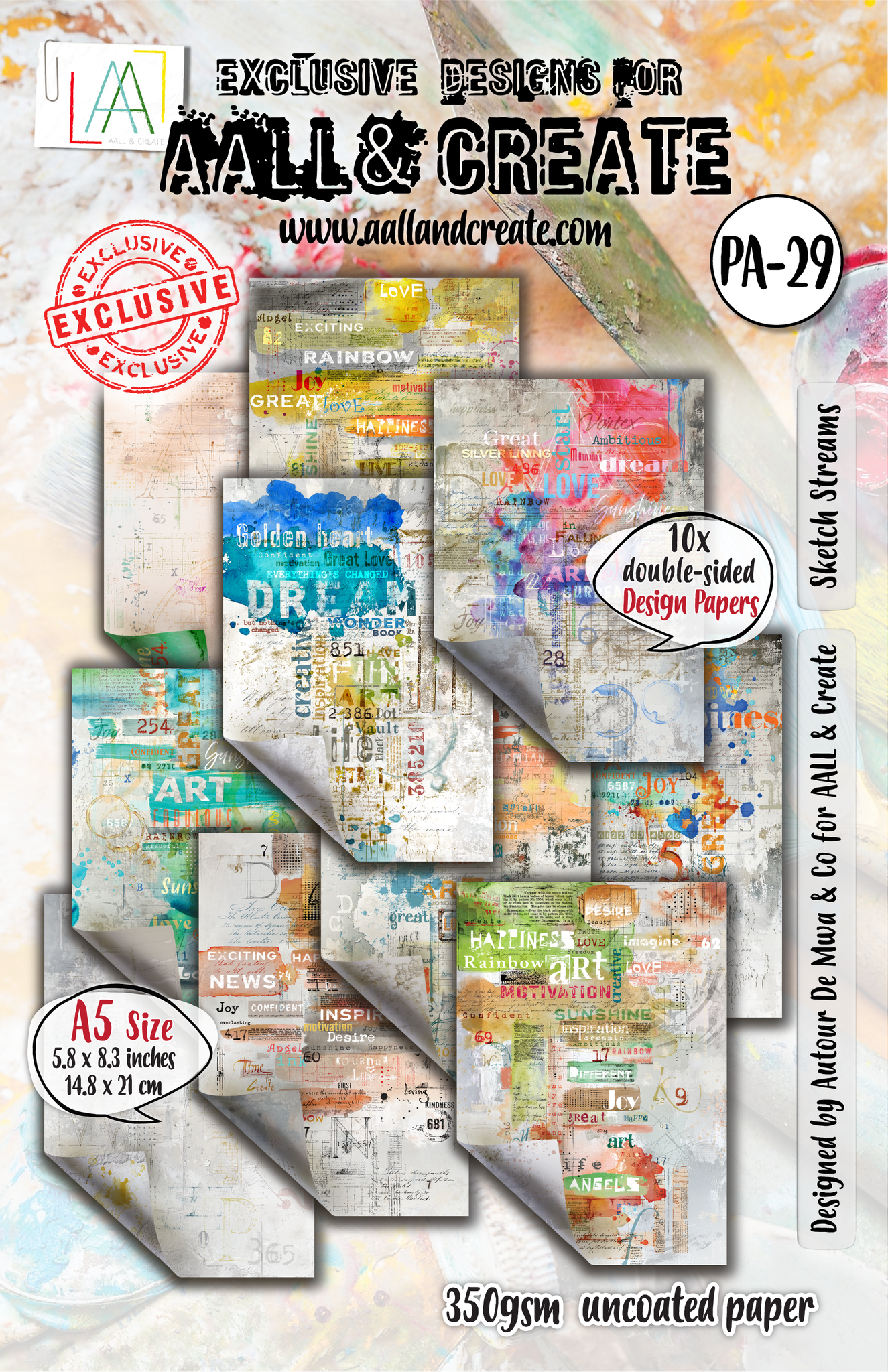 Artful Impressions A5 Design Paper Sketch Streams (AALL-PA-029 ...