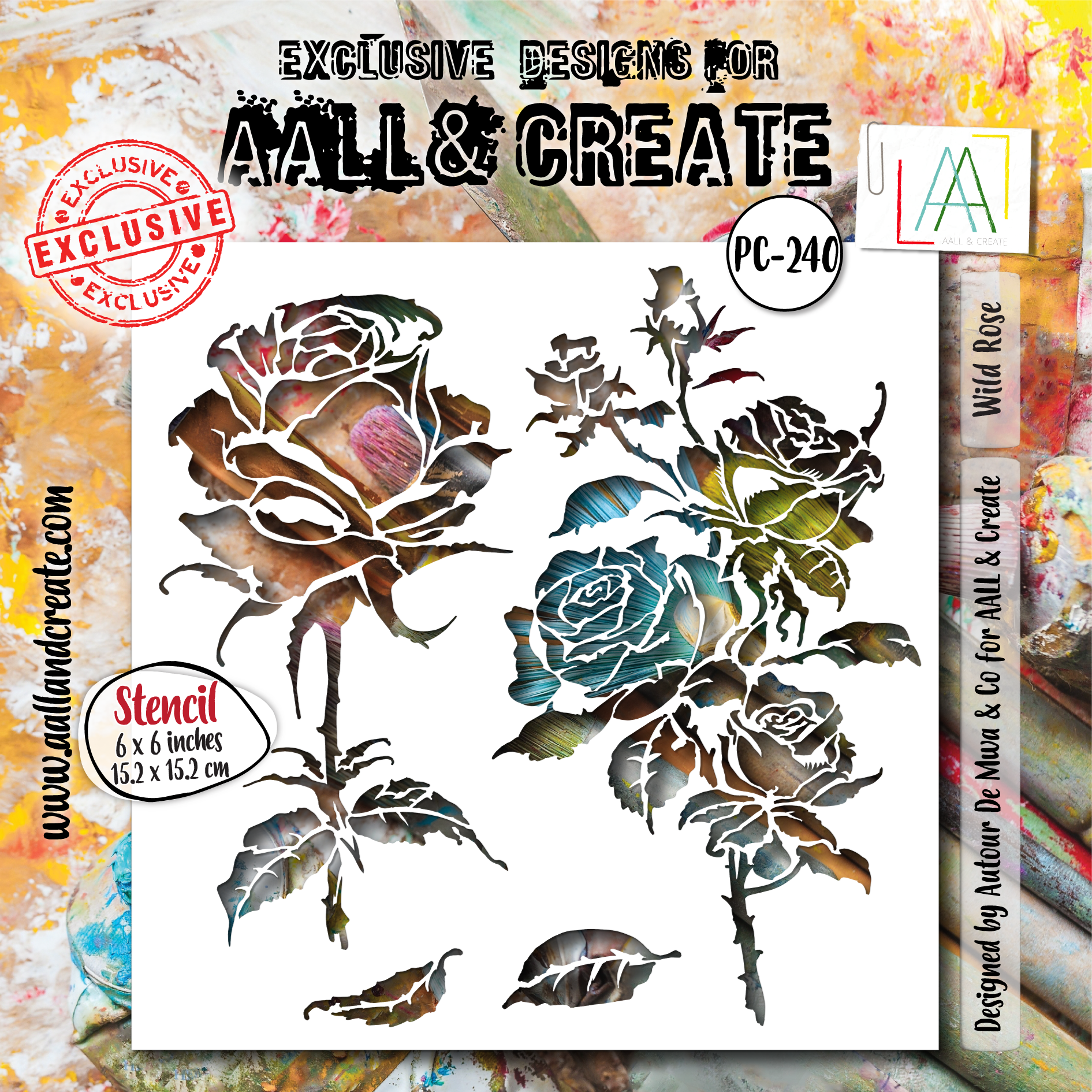 Ethereal Garden Stencil 6x6 Inch Wild Rose (AALL-PC-240) - Craftlines B.V.