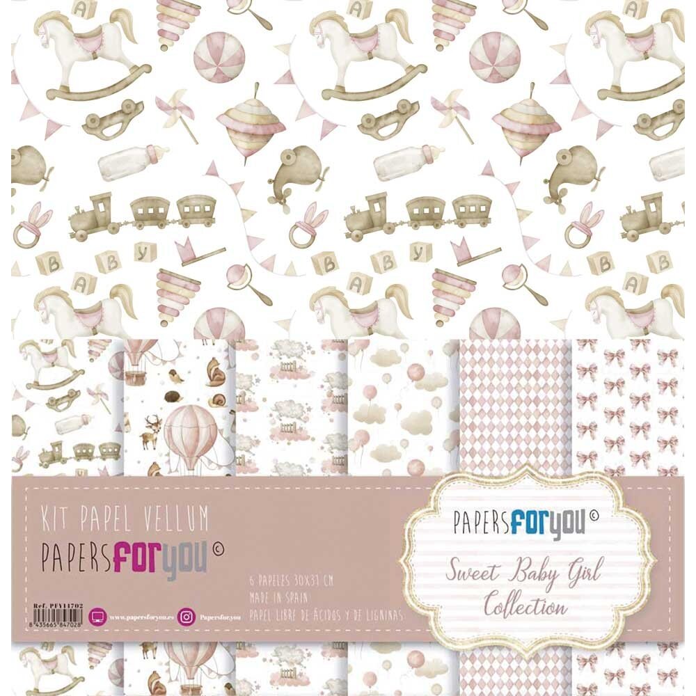 Sweet Baby Girl Kit Vellum Paper Pack (6pcs) (PFY-14702) - Craftlines B.V.
