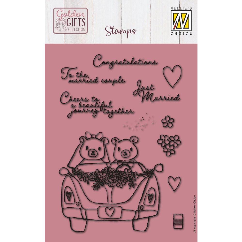 Golden Gifts Clear Stamp Just Married (NSCS027) - Craftlines B.V.