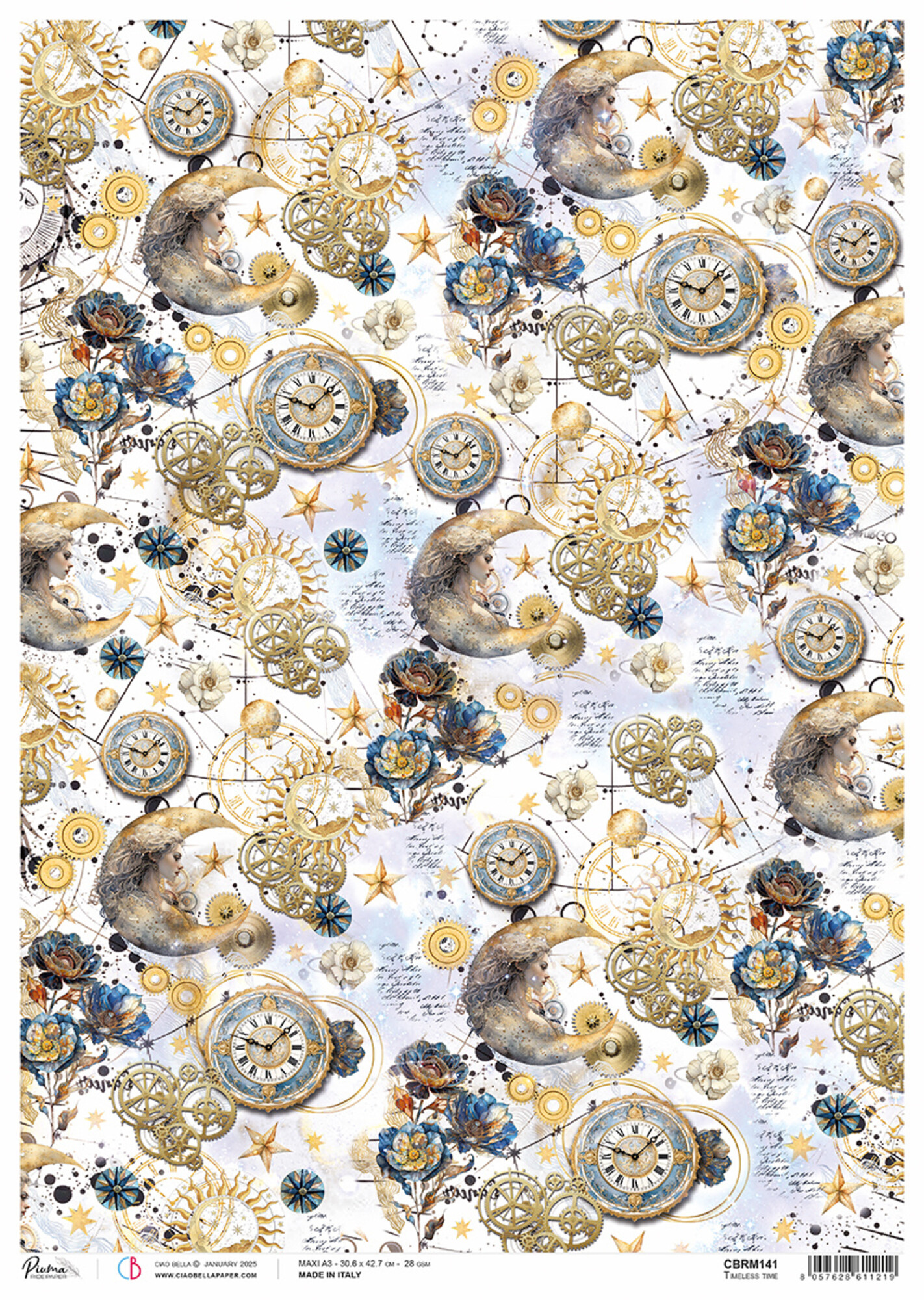 Celestial A3 Rice Paper Timeless Time (3pcs) (CBRM141) - Craftlines B.V.