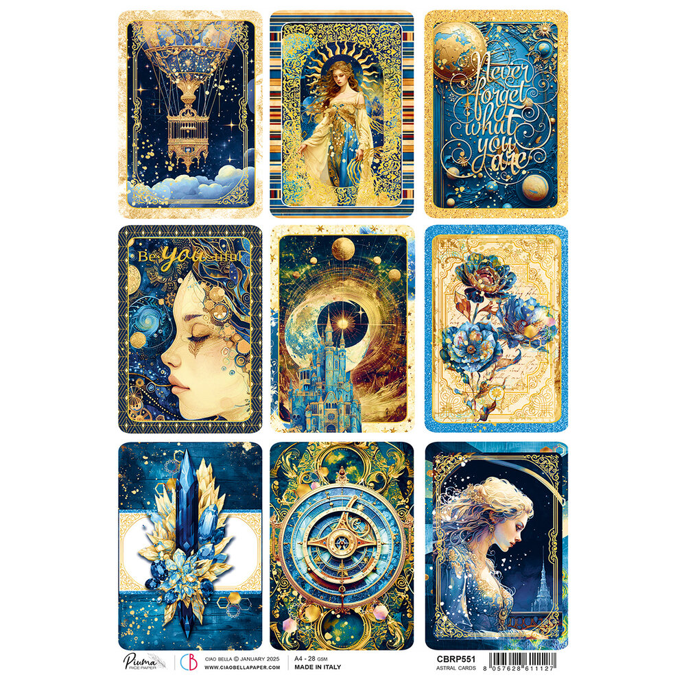 Celestial A4 Rice Paper Astral Cards (5pcs) (CBRP551) - Craftlines B.V.