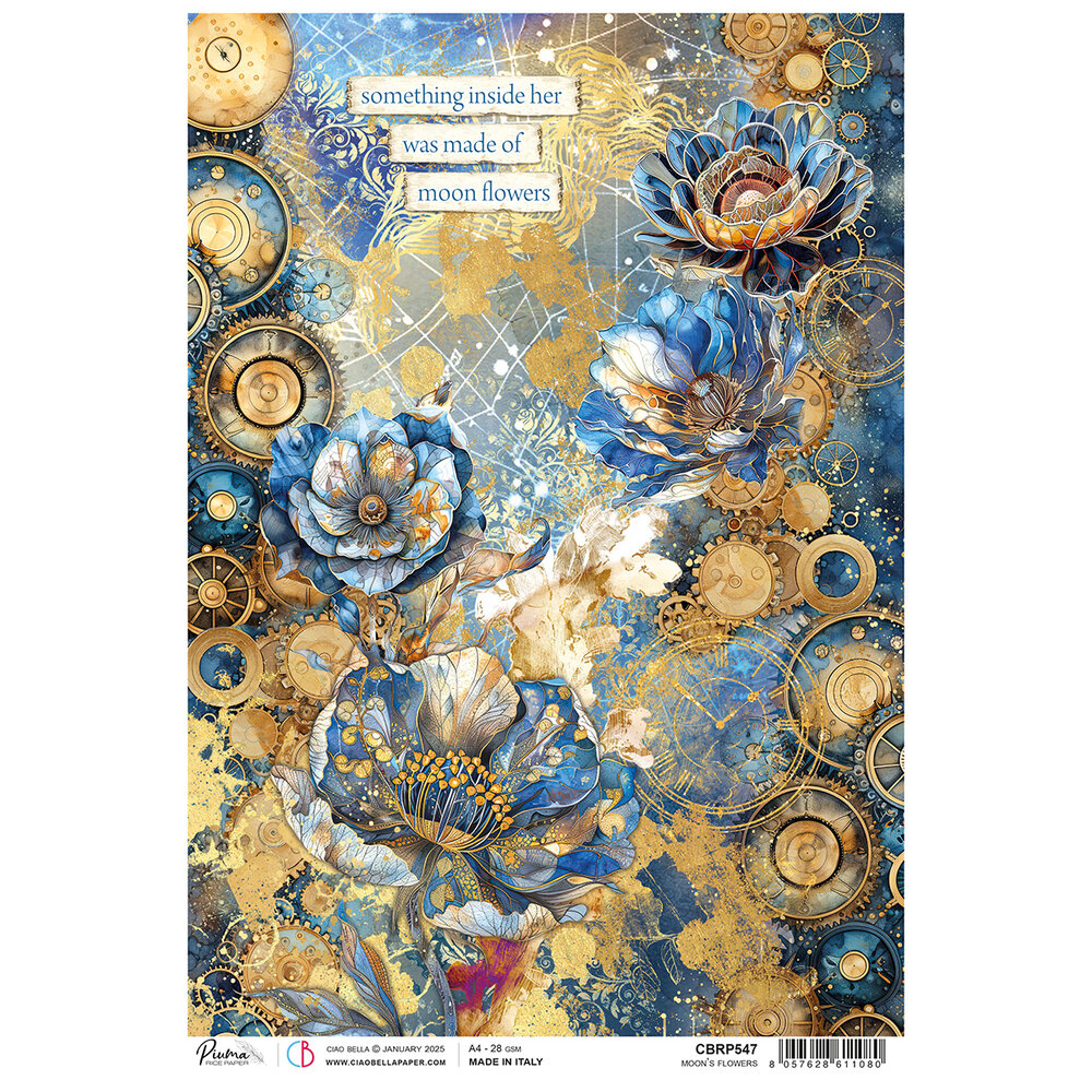 Celestial A4 Rice Paper Moon's Flowers (5pcs) (CBRP547) - Craftlines B.V.