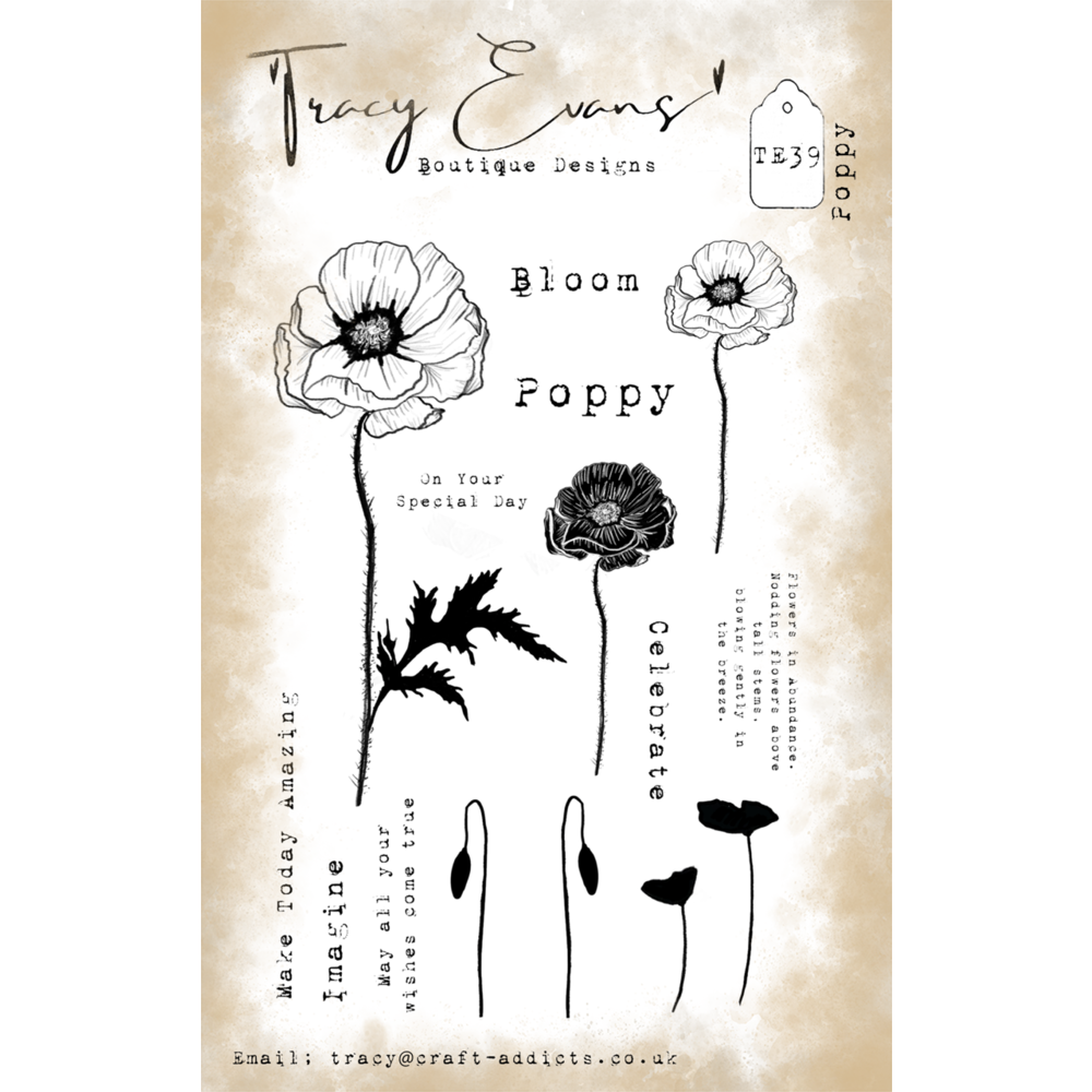 Poppy A6 Stamp (TE039) - Craftlines B.V.