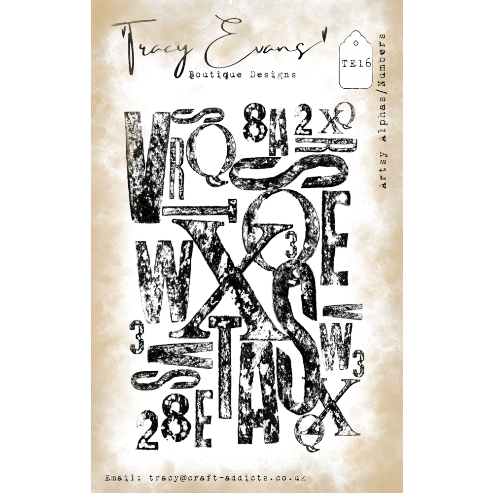 Artsy Alpha/Numbers A7 Stamp (TE016) - Craftlines B.V.