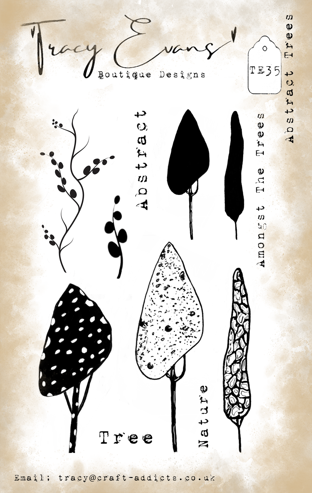 Abstract Trees A6 Stamp (TE035) - Craftlines B.V.