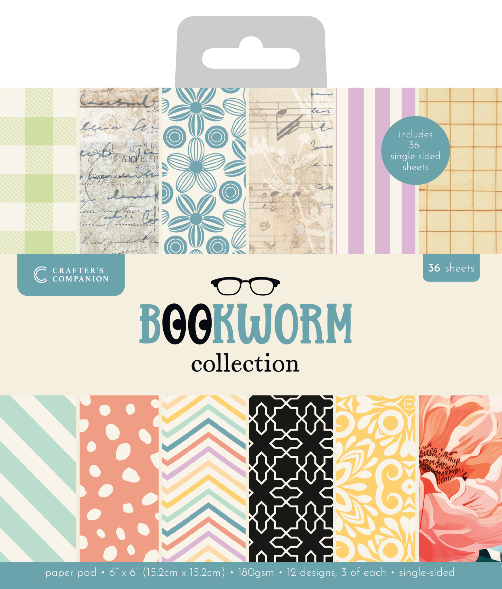 Bookworm Collection 6x6 Inch Paper Pad (CC-BK-PAD6) - Craftlines B.V.