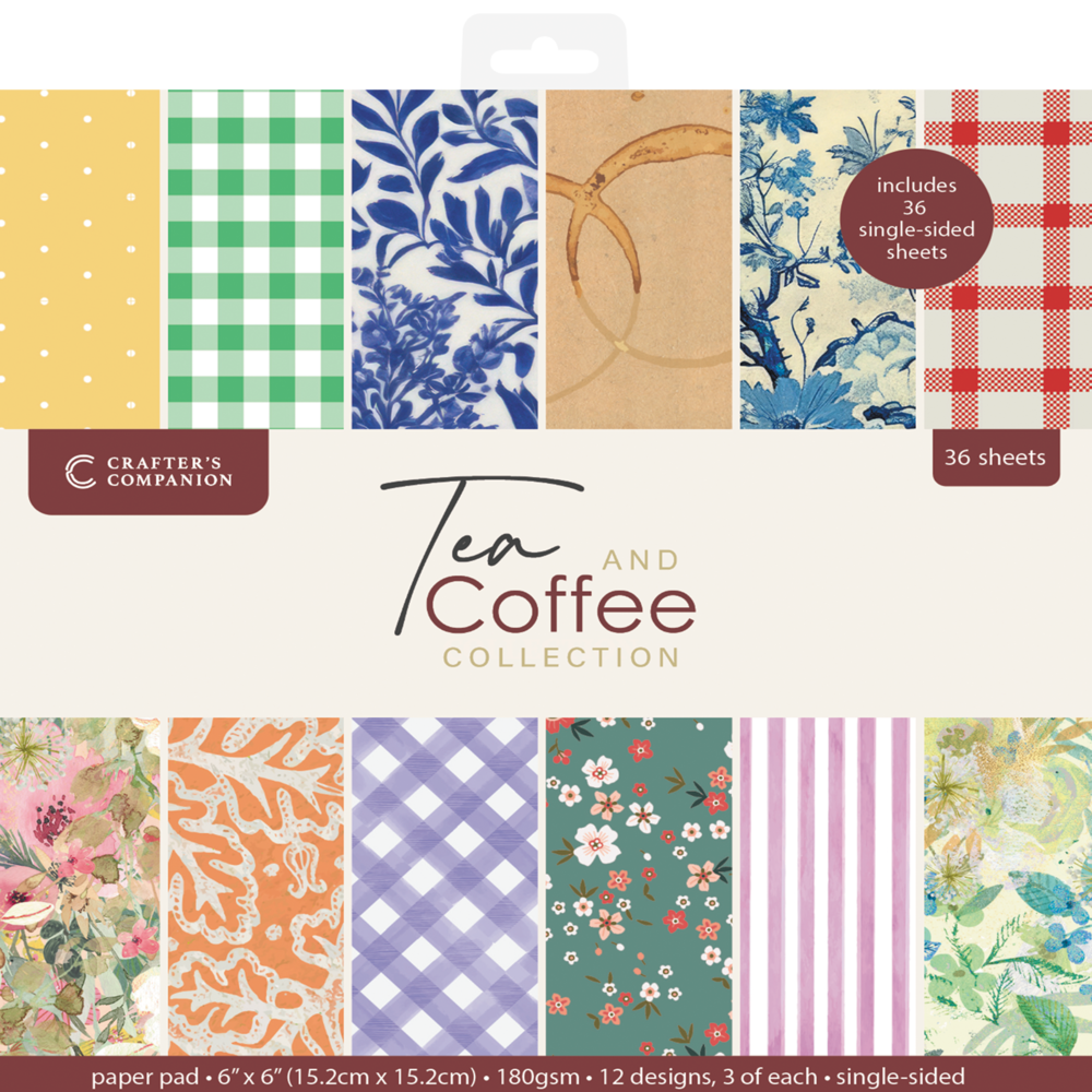 Tea & Coffee 6x6 Inch Paper Pad (CC-TC-PAD6) - Craftlines B.V.