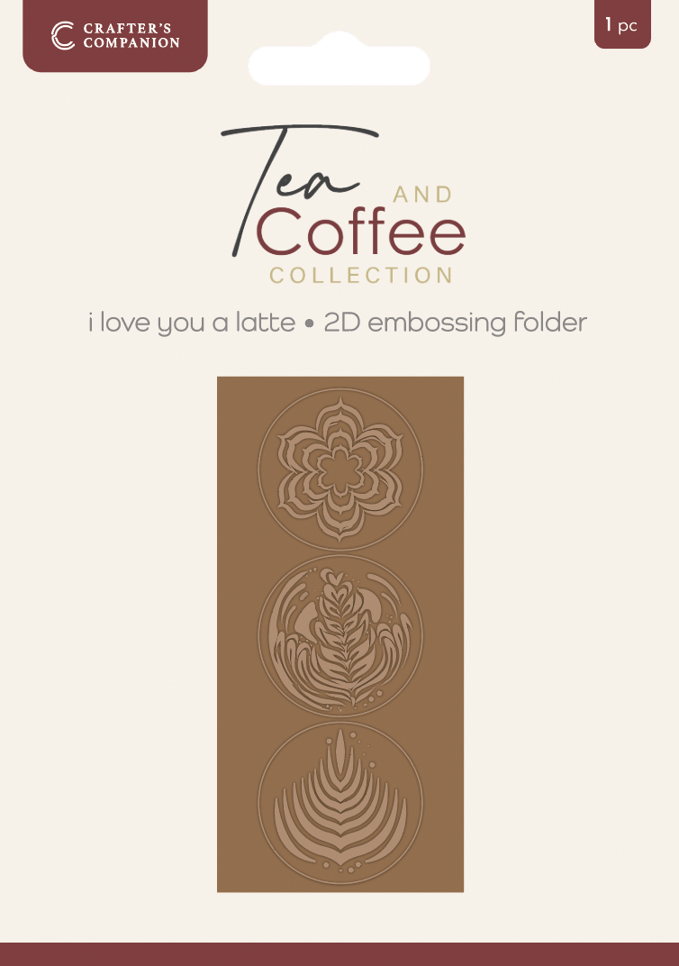 Tea & Coffee 2D Embossing Folder 2.75x5.75 Inch I Love you a Latte (CC ...