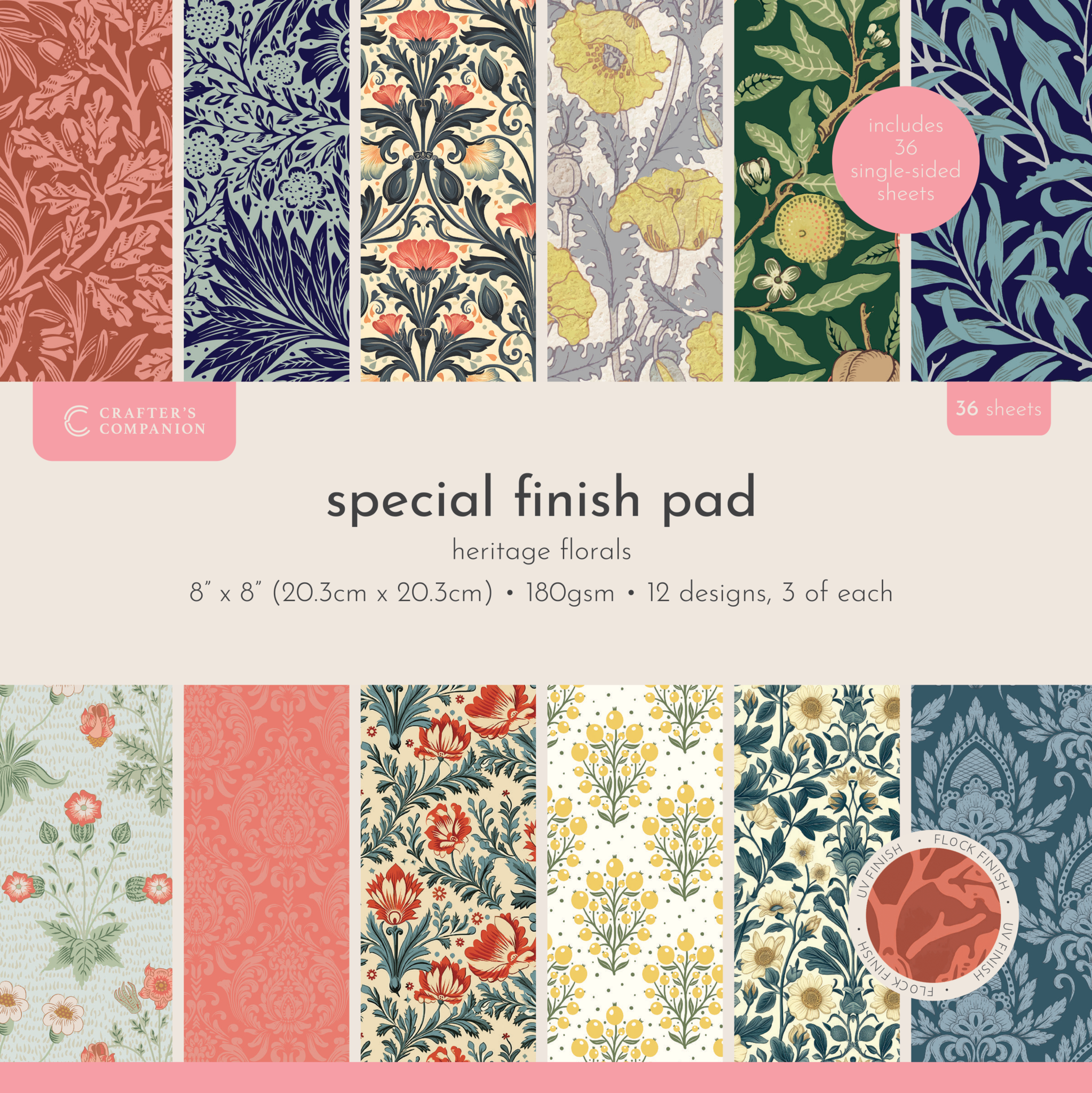 Textured Pad 8x8 Inch Special Finish Pad - Heritage Florals (CC-SPFPAD8 ...