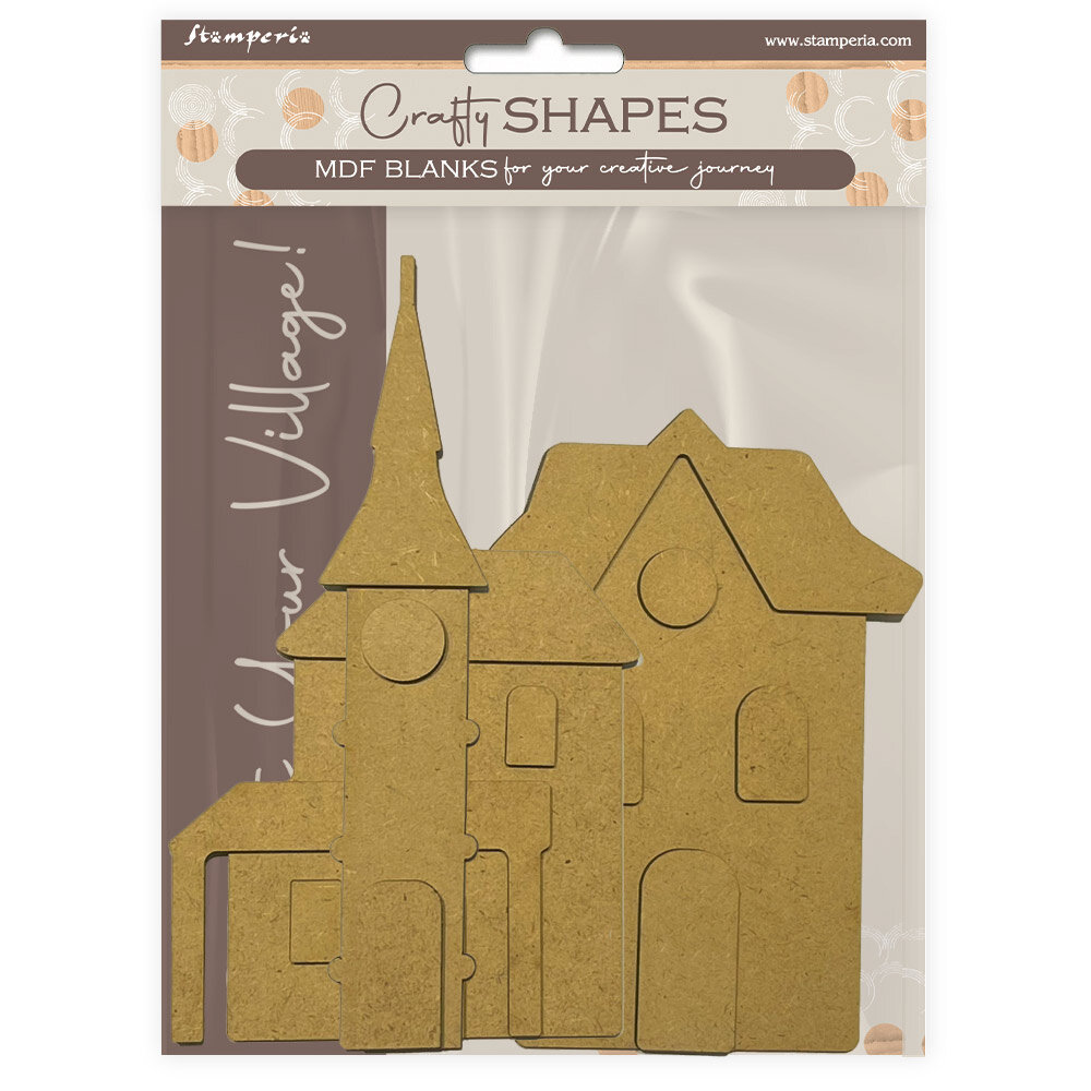 MDF Crafty Shapes Blanks Silent Sea Village Tower Landscape (17pcs ...