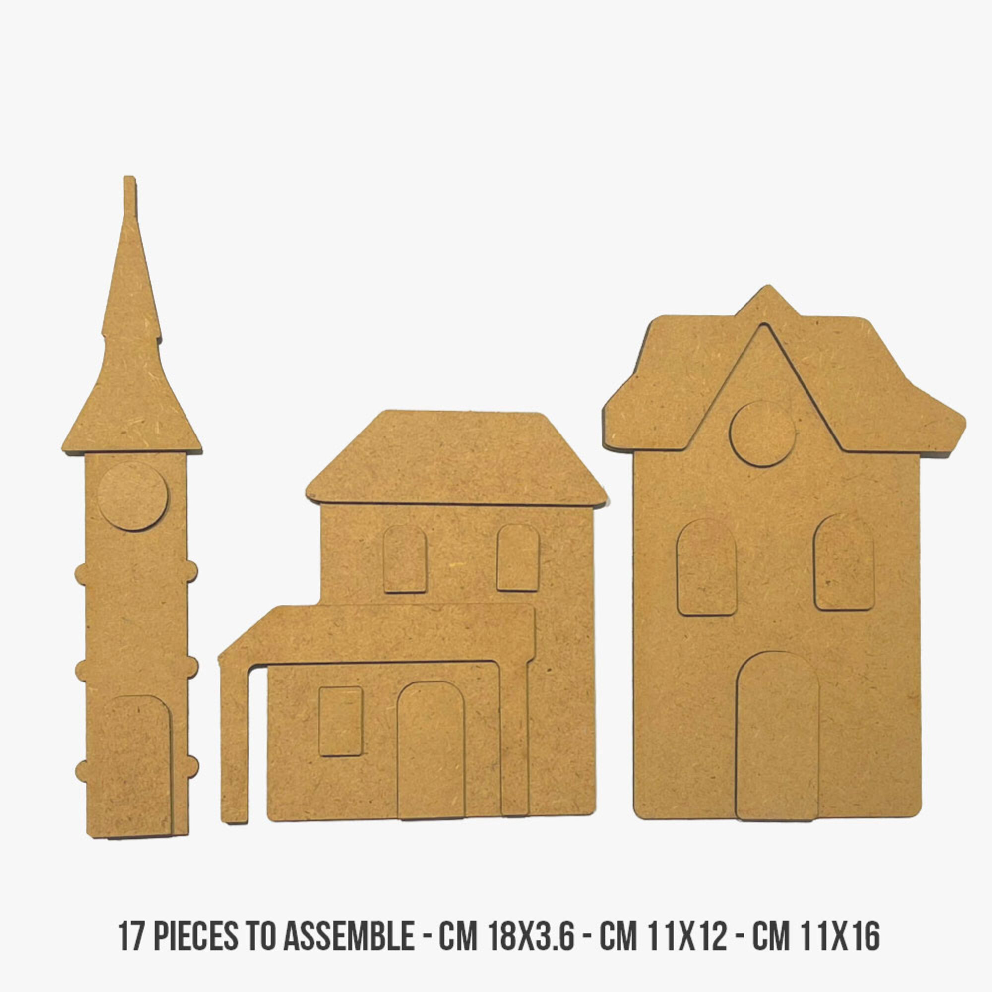 Silent Sea Village MDF Crafty Shapes Blanks Tower Landscape (17pcs ...