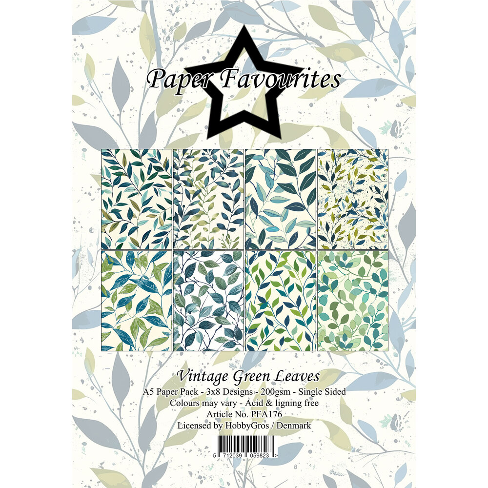 Vintage Green Leaves A5 Paper Pad (PFA176) - Craftlines B.V.