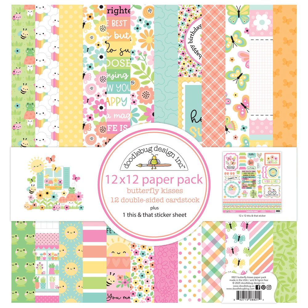 Butterfly Kisses 12x12 Inch Paper Pack (8821) - Craftlines B.V.