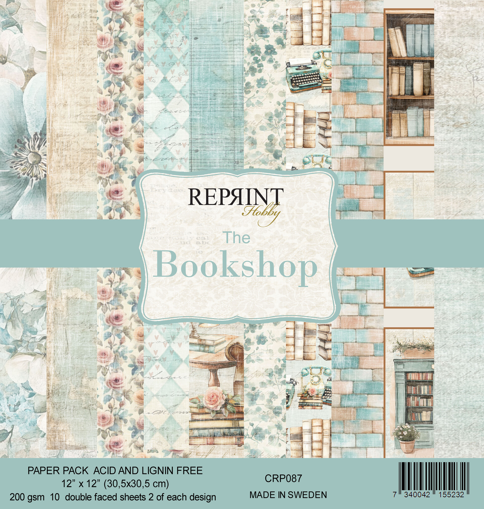The Bookshop 12x12 Inch Paper Pack (CRP087) - Craftlines B.V.