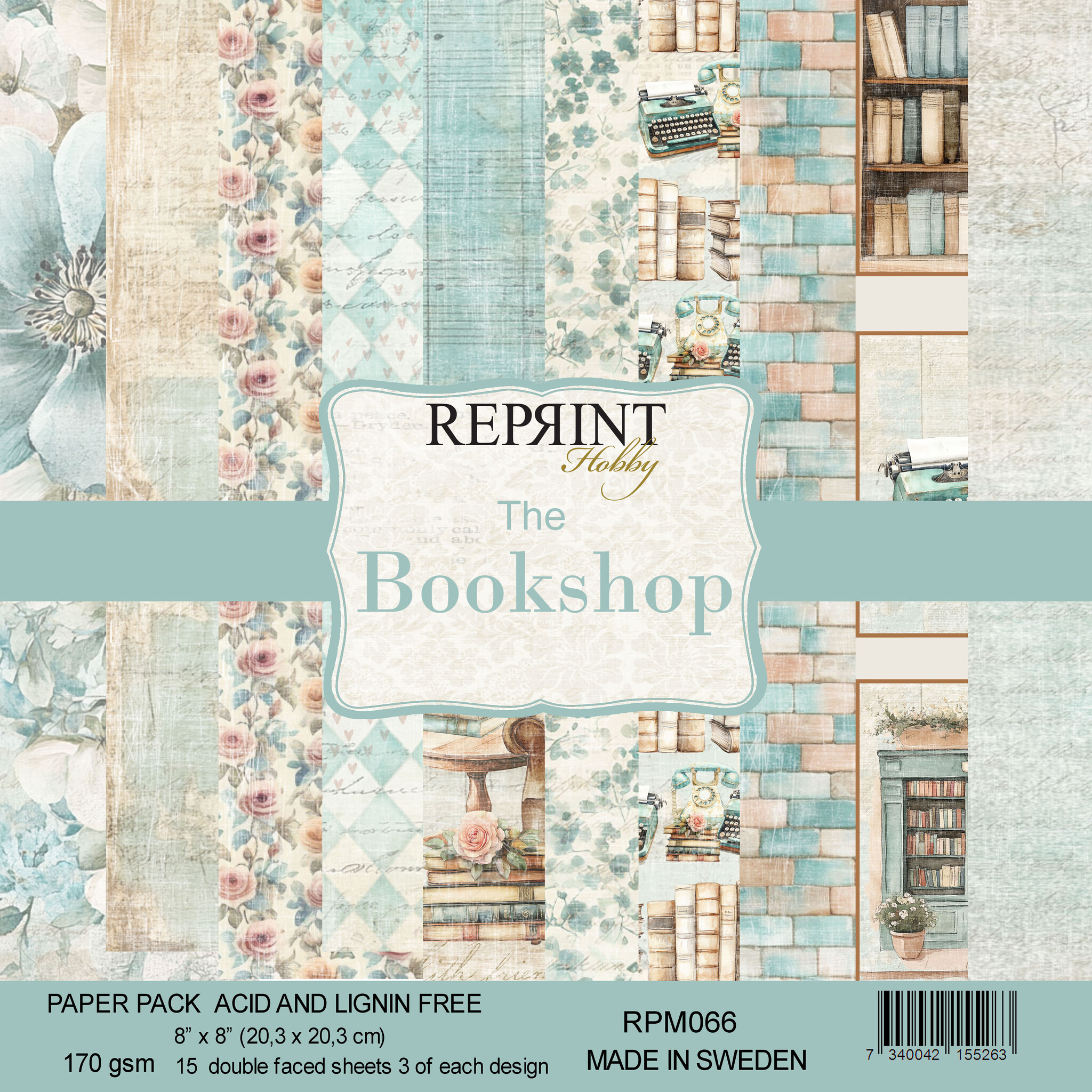 The Bookshop 8x8 Inch Paper Pack (RPM066) - Craftlines B.V.