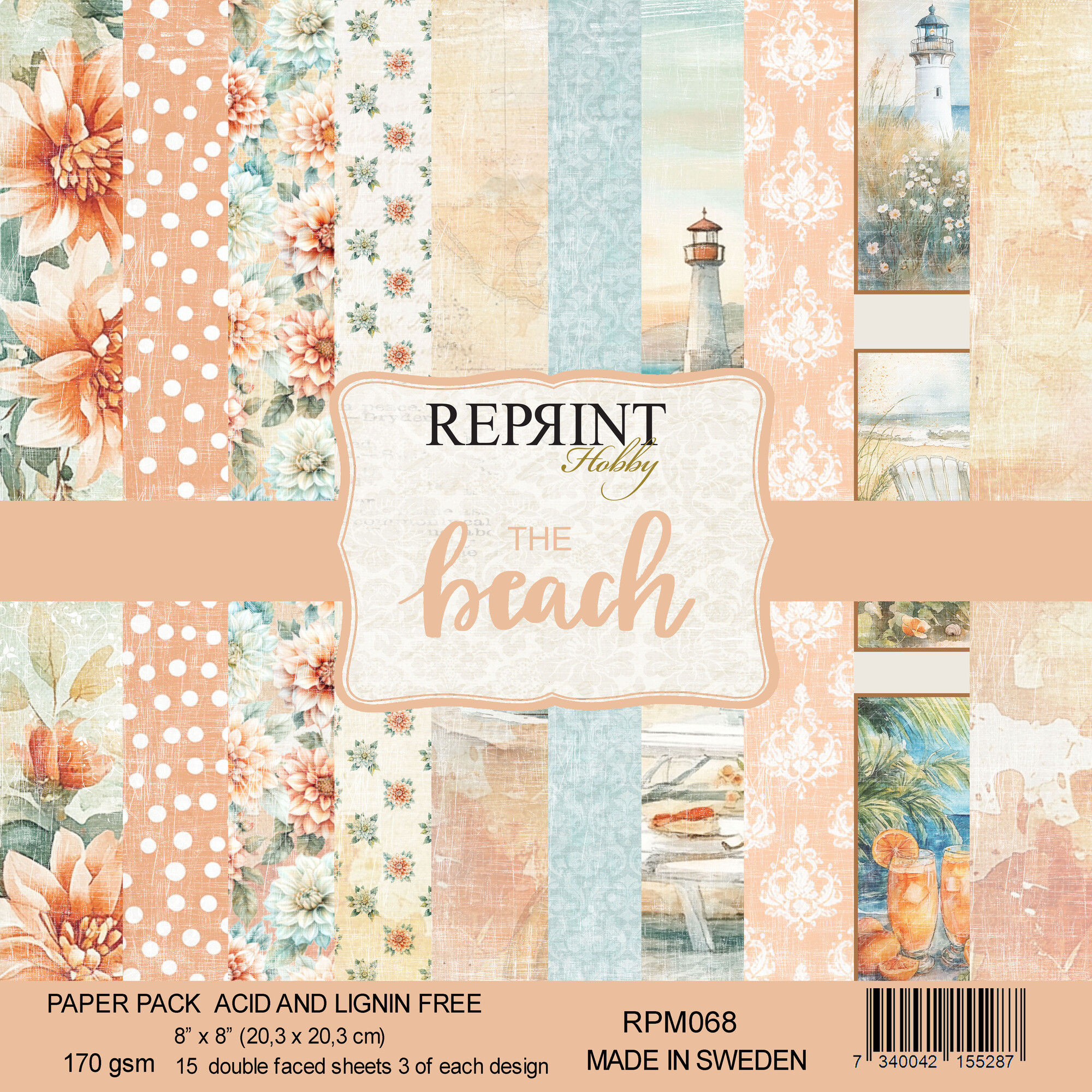 The Beach 8x8 Inch Paper Pack (RPM068) - Craftlines B.V.