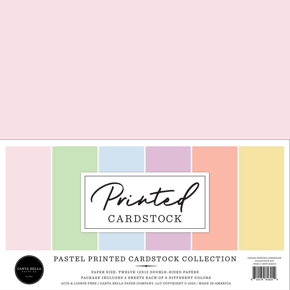 Pastel Printed Cardstock 12x12 Inch Collection Kit (CBPPC438016 ...
