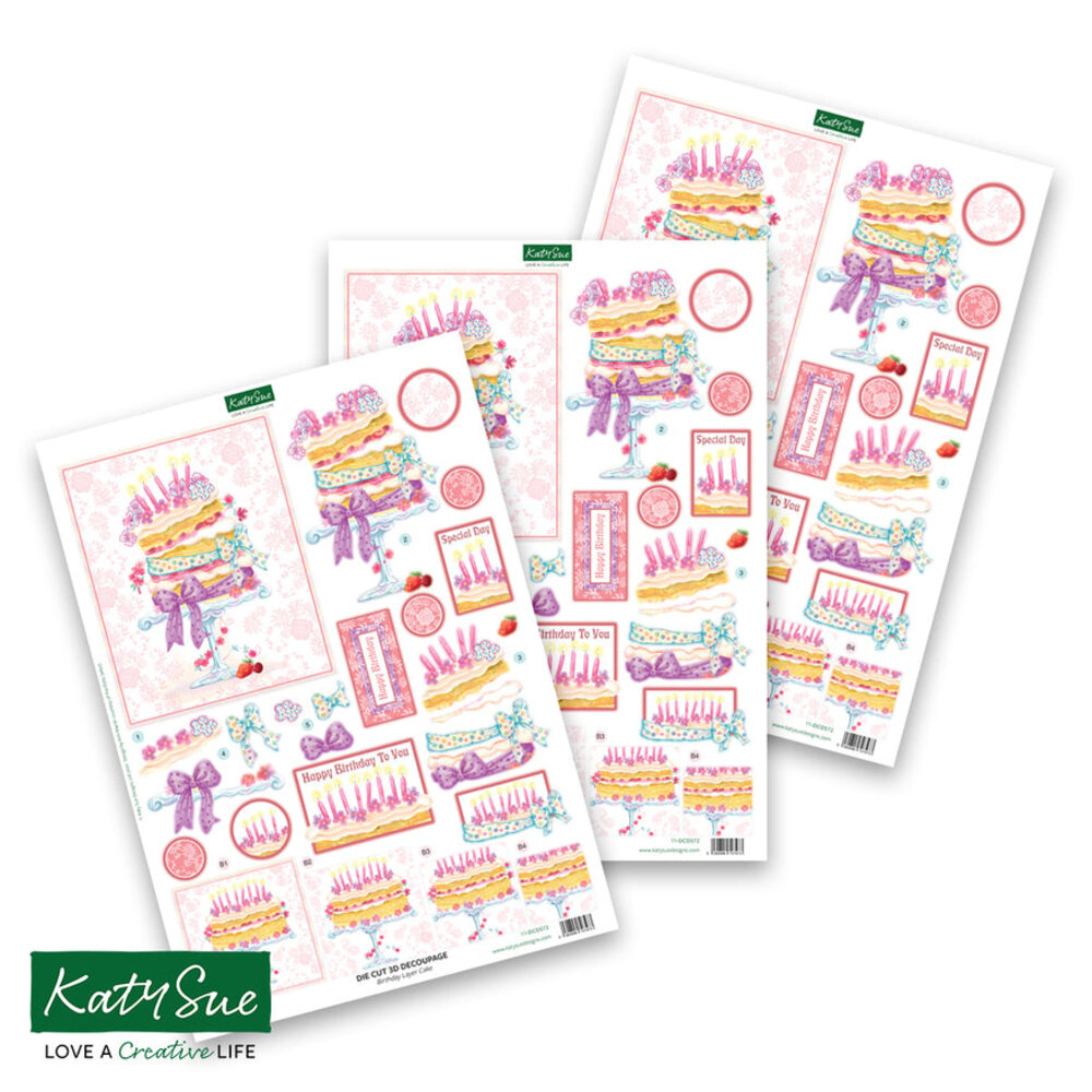 Birthday Layer Cake 3D Die-Cut Decoupage (3pcs) (11-DCD572 ...