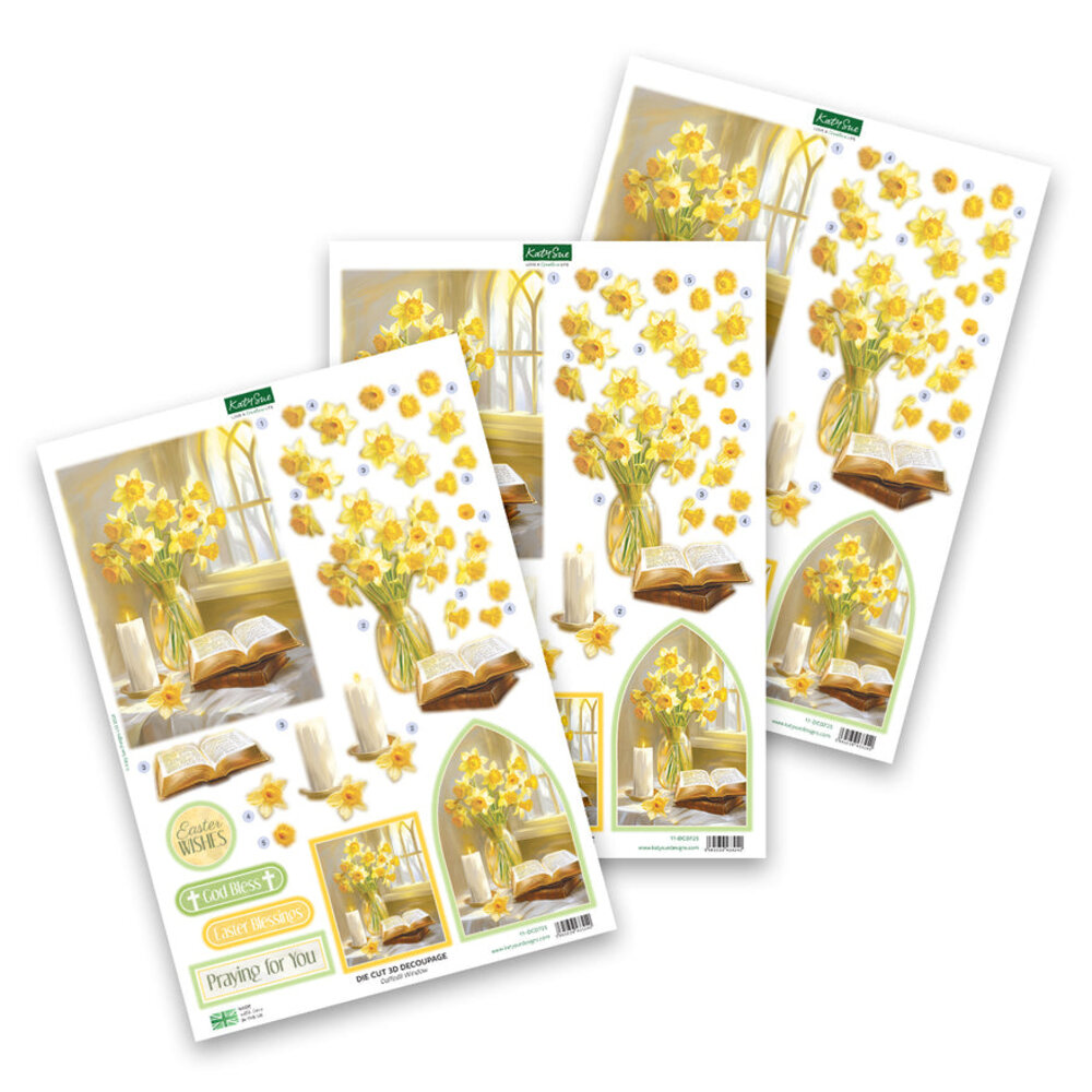 Daffodil Window 3D Die-Cut Decoupage (3pcs) (11-DCD725) - Craftlines B.V.