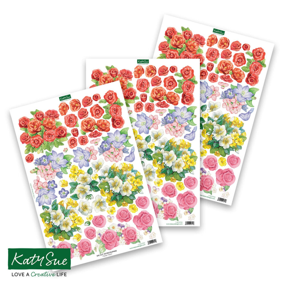 Flower Patch 3D Die-Cut Decoupage (3pcs) (11-DCD700) - Craftlines B.V.