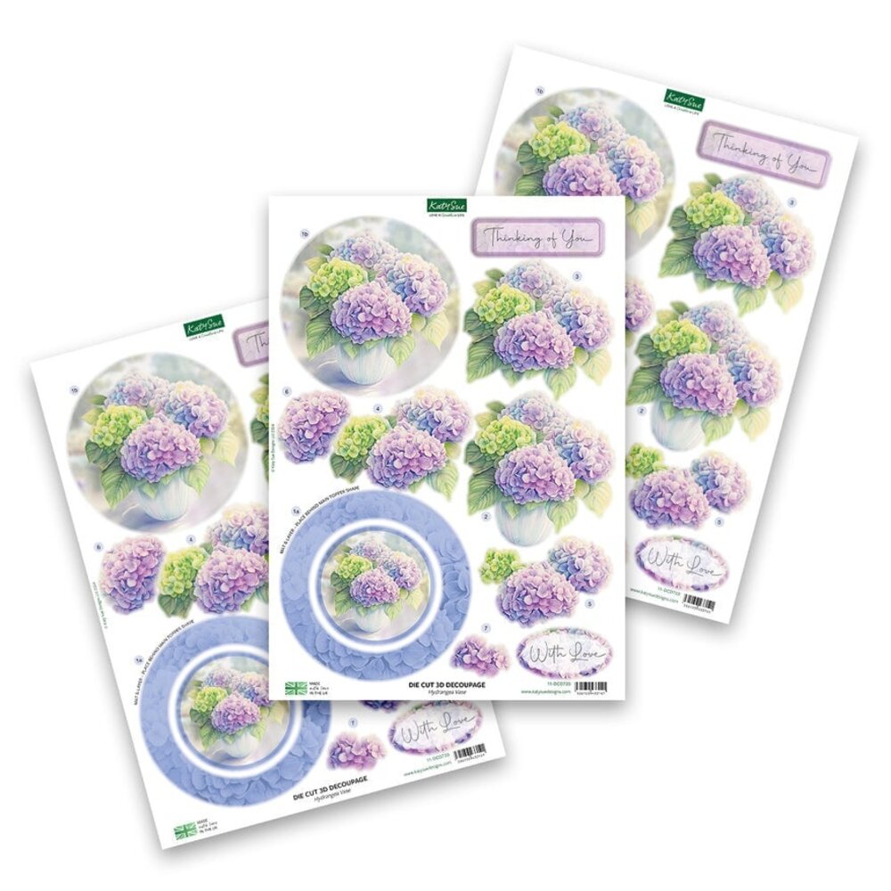 Hydrangea Vase 3D Die-Cut Decoupage (3pcs) (11-DCD720) - Craftlines B.V.