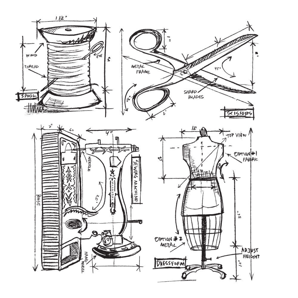 Sewing Blueprint Tim Holtz Cling Stamps (CMS147) - Craftlines B.V.