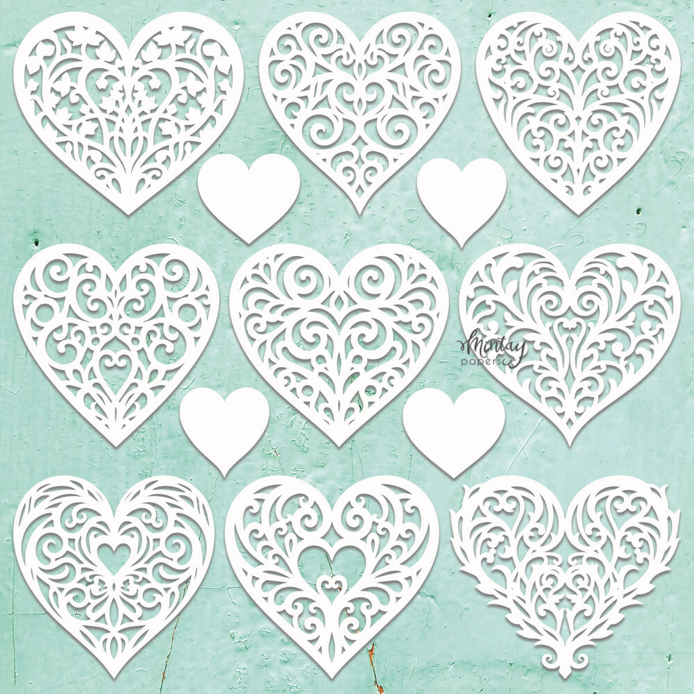 Chippies Decor 12x12 Inch Hearts Filigree (MT-CHIP2-D105) - Craftlines B.V.