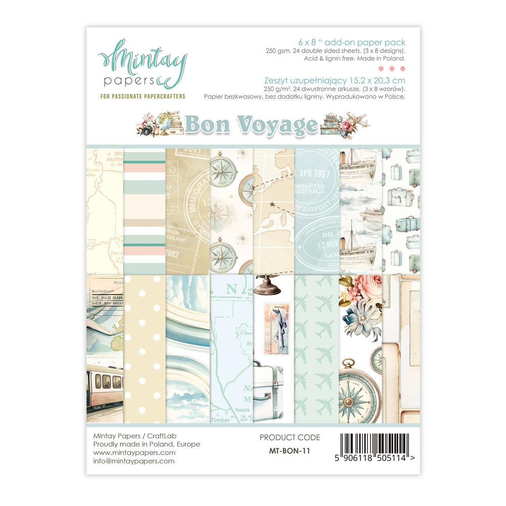 Bon Voyage 6x8 Inch Add-On Paper Pack (MT-BON-11) - Craftlines B.V.