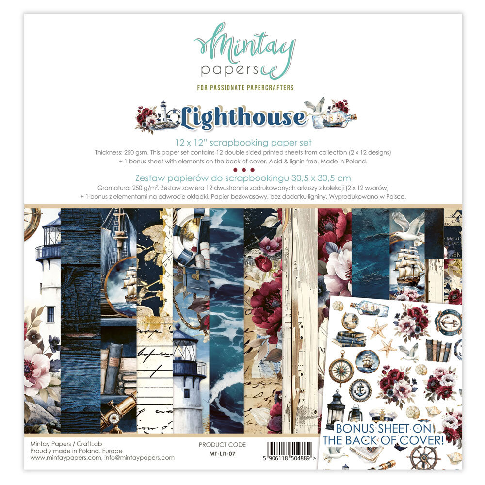 Lighthouse 12x12 Inch Scrapbooking Paper Set (MT-LIT-07) - Craftlines B.V.