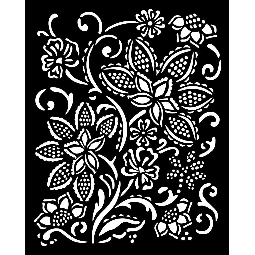 Timeless Thick Stencil 20x25cm Batik Flowers (KSTD180) - Craftlines B.V.