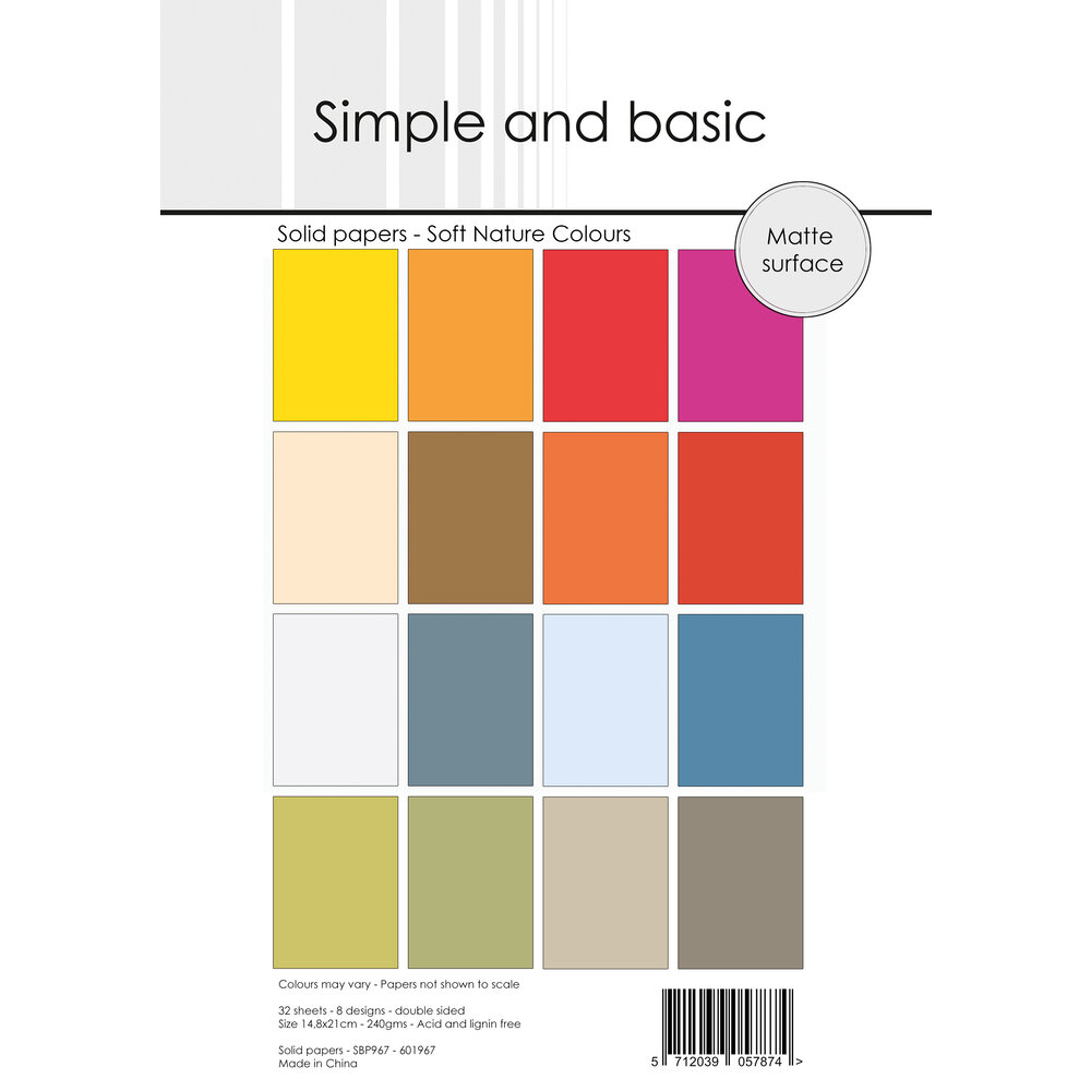 Soft Nature Colours A5 Solid Papers (SBP967) - Craftlines B.V.