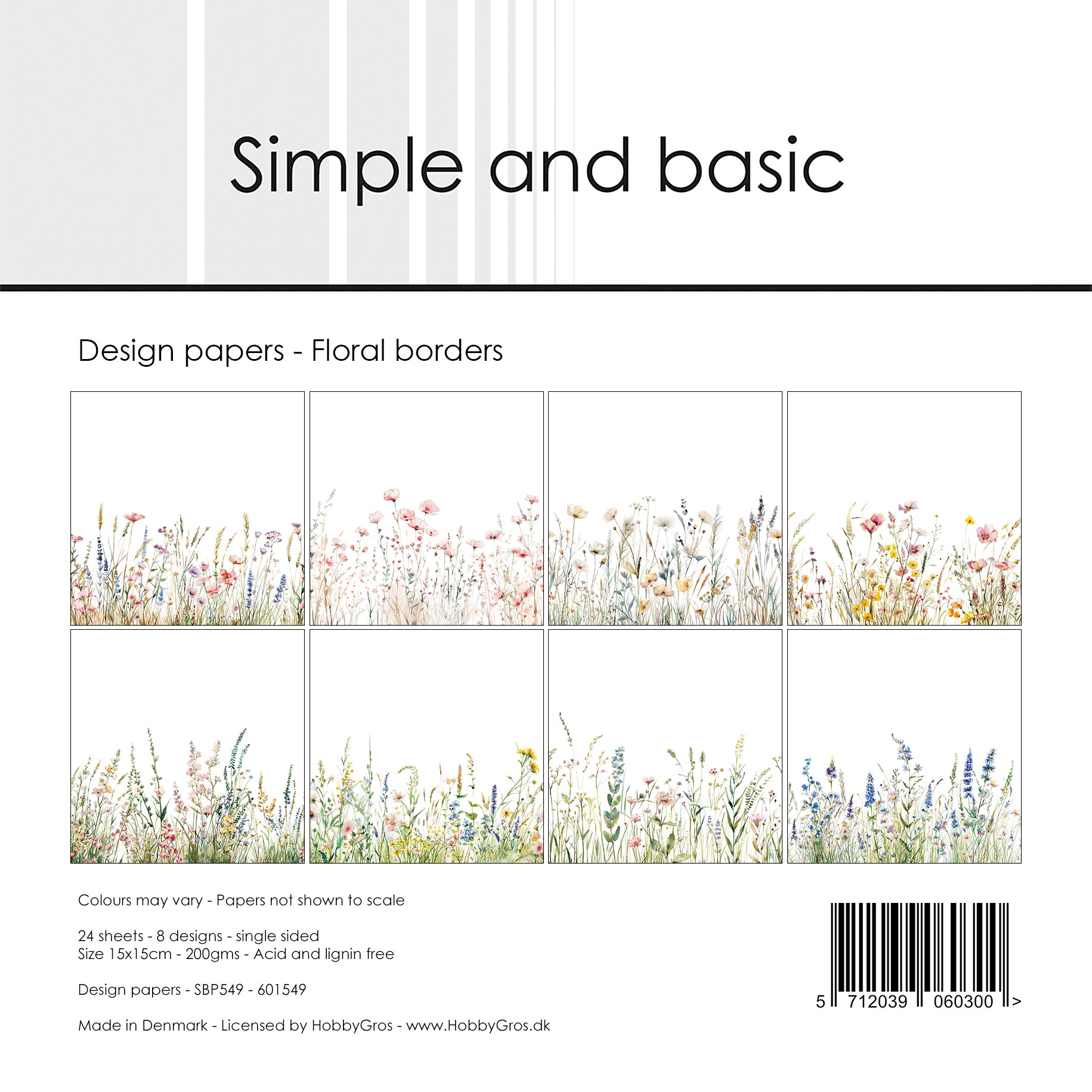 Floral Borders 6x6 Inch Paper Pad (SBP549) - Craftlines B.V.