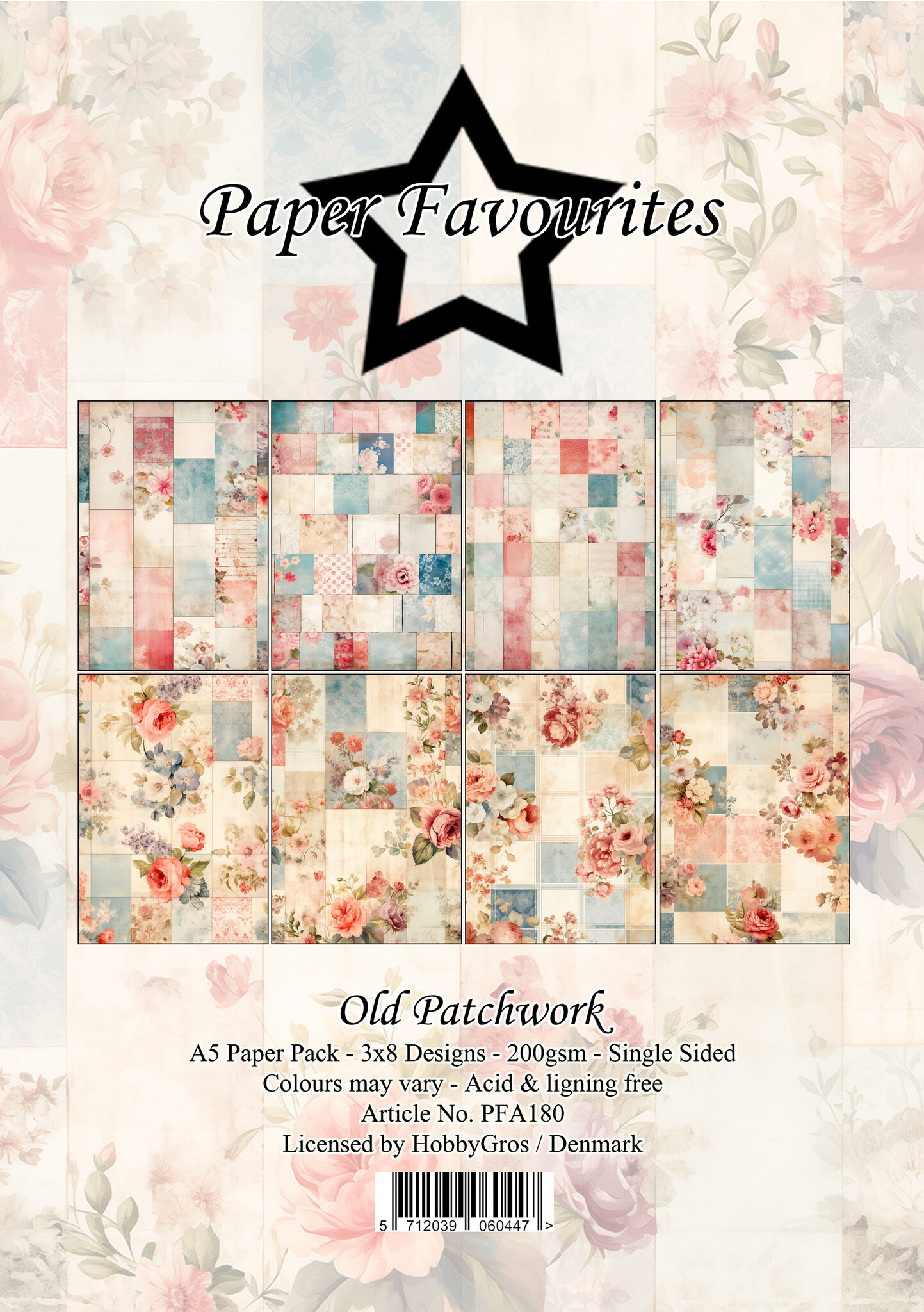 Old Patchwork A5 Paper Pad (PFA180) - Craftlines B.V.